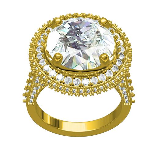 💎 Round Cut Diamond Halo Cathedral Style Engagement Ring・ STL File for ...