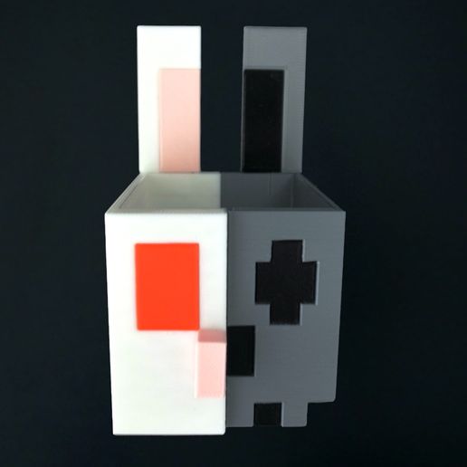 3D file Minecraft Rabbit Skull Pot 🐇 ・3D printer model to download・Cults