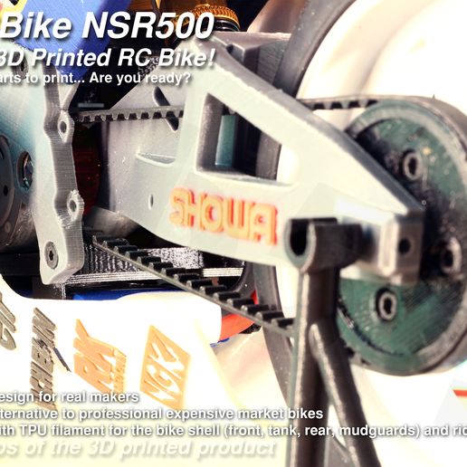 🚗 MyRCBike NSR500, First 1/5 3D printable RC Bike with 1/10 RC Car ...