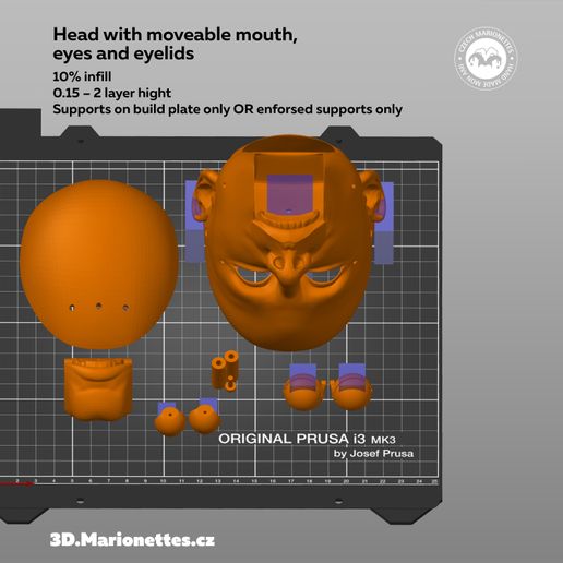 3D file Marionette head with glasses 👓 ・3D printing template to ...