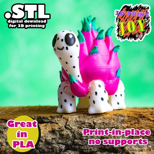 🐉 Flexi Dragon fruit turtle, STL, print in place, 3DJoy・ 3D File for 3D ...