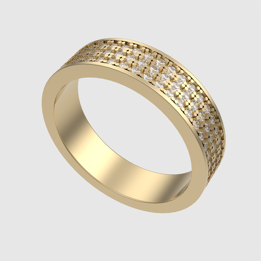 3D file Dual Row Pave Band Ring 3D print 💍 ・3D printable design to ...