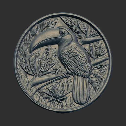 🖼️ relief carving of a toucan cnc model round frame・ STL File for 3D ...