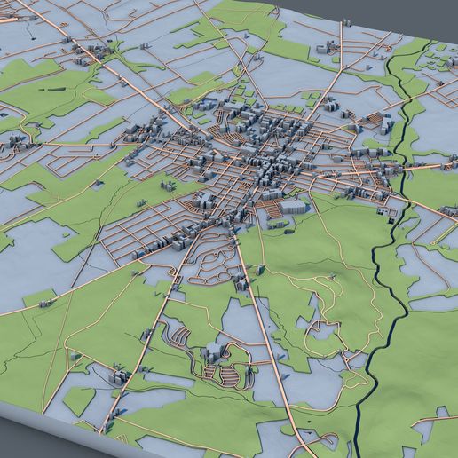 🏙️ Gettysburg City Pennsylvania USA 3D Model – Printable STL City Map ...