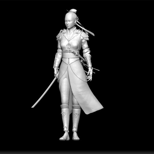 👧 Girl Samurai Warrior 3D Print Model - Female Samurai STL File ...