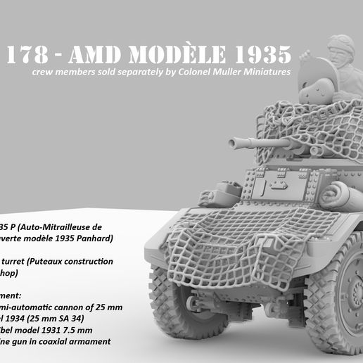 🦸 Panhard 178 scout・ STL File for 3D printing・Cults