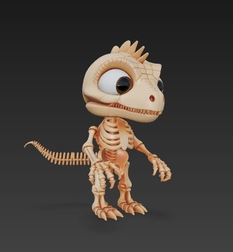 👶 Mechanical Articulated Cute Baby Dinosaur Skeleton・ STL File for 3D ...