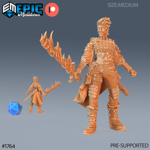 3D file Guild Mage Flame Sword ‧ DnD Miniature ‧ Tabletop Miniatures ...