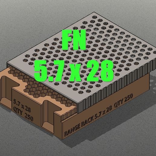 STL file FN 5.7 x 28 Range Rack - Ammo Organizer for 50Cal NATO Can 🥫 ・3D printable model to ...