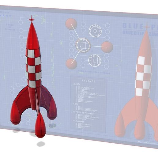 🚀 Tintin rocket 1 meter (scalable)・ STL File for 3D printing・Cults
