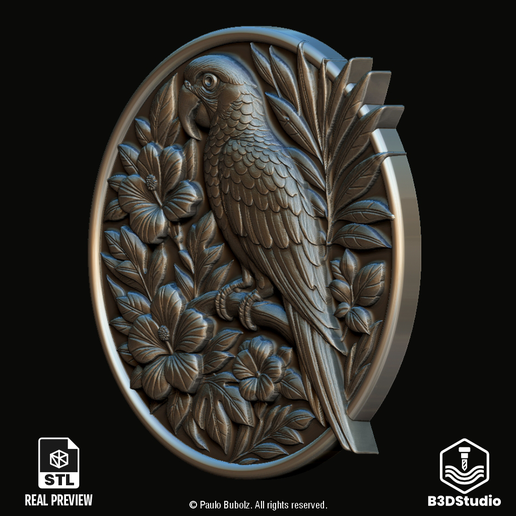 🦜 High Detail Parrot Relief for CNC, Laser and 3D Print - STL File + 4K ...