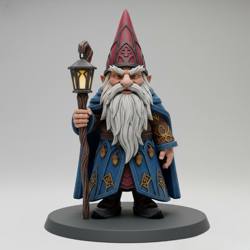 🧚 2617 Fairy Tale Gnome - Color Full-Body Figurine on Base, magic ...