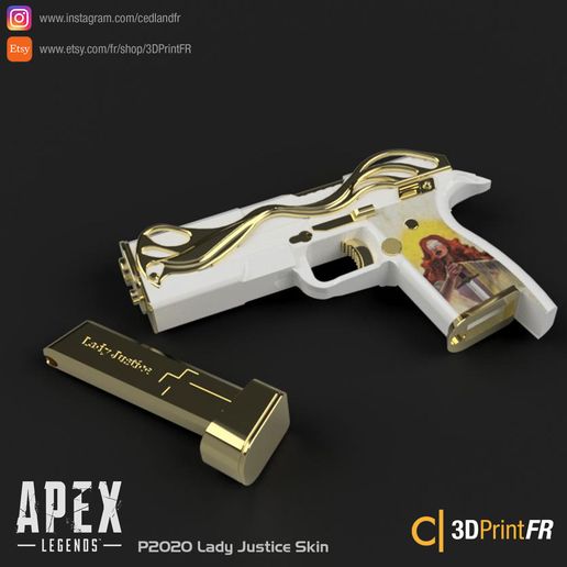 🔫 Apex Legends 1:1 FanArt replica of the P2020 Lady Skin・ STL File for ...