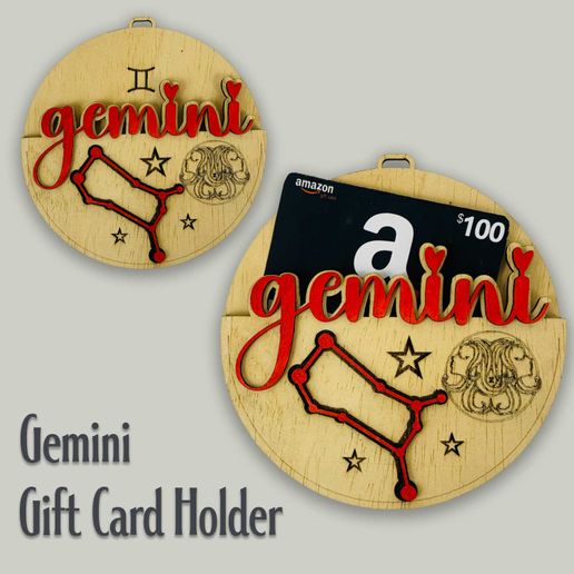 Archivo 3D Gemini Gift Card Holder SVG Laser Cut Files Templates ♊ ...