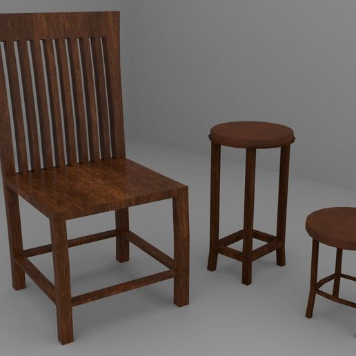 🪵 Chairs Stools Vintage Bar Stools・ STL File for ・Cults