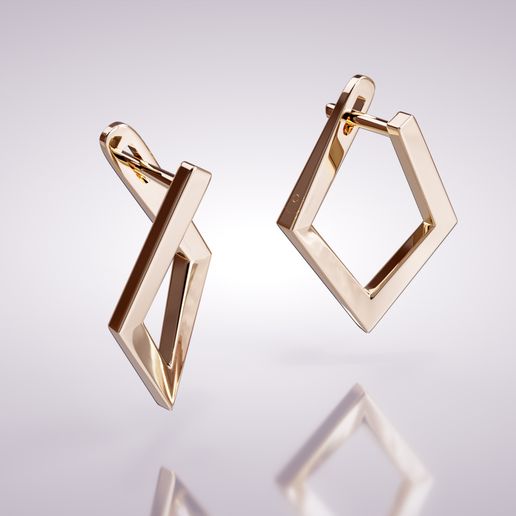 💍 Earring rhombus・ STL File for 3D printing・Cults