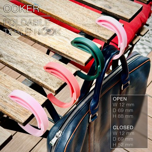 🪝 OOKER | table hook, foldable, print-in-place・Free STL File for 3D ...