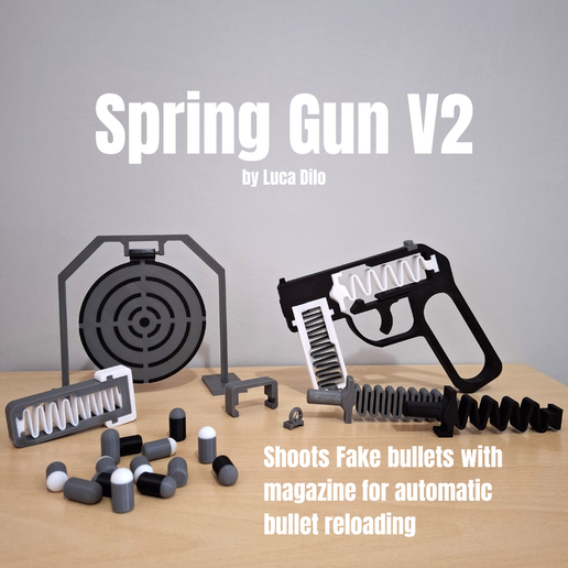 🔫 Spring Gun V2 - Shoots Fake Bullets With Mag・ STL File for 3D ...