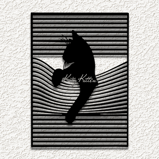 🐱 kitty cat window optical illusion wall art home decor・ STL File for ...