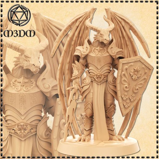 🎲 Winged Dragonborn Paladin・ STL File for 3D printing・Cults