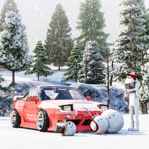 🚗 NISSAN 180SX Cartoon model kit・ 3D File for 3D printing・Cults