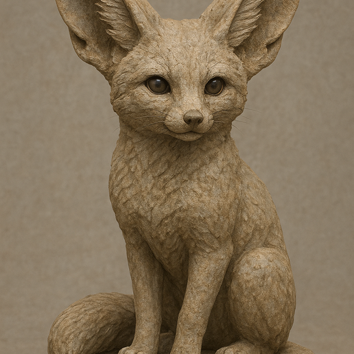 🦊 Stone Fennec Fox Statue・ STL File for 3D printing・Cults