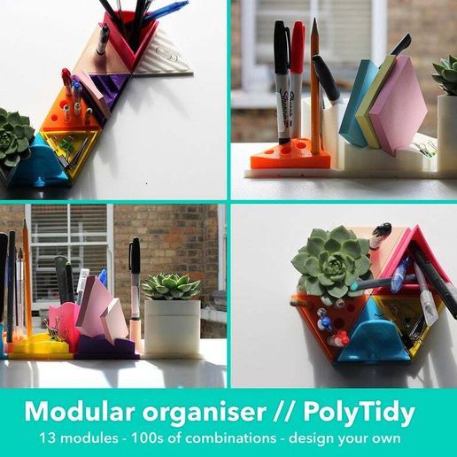 🖊️ Modular desk tidy & organiser - PolyTidy・Free STL File for ・Cults
