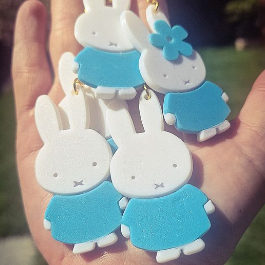 🗝️ Miffy bunny keychain NFC tag for single coulor printer.・ STL File for 3D printing・Cults