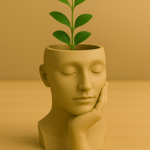 🪴 Contemplation Planter – Elegant Woman Head Pot 3D Printable・ STL File ...