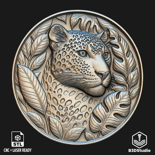 🐆 Leopard Relief for CNC Laser and 3D Print STL File and 4K Grayscale ...
