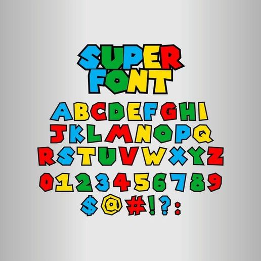 🎨 SuperFont Mario Lettering・ STL File for ・Cults