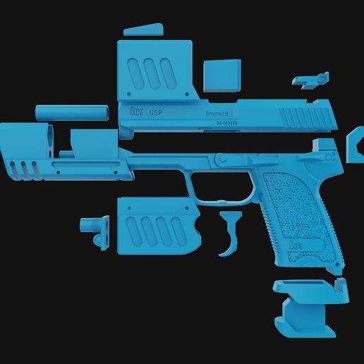 🎬 Modified H&K USP Match from the movie Blade 2・ STL File for 3D ...