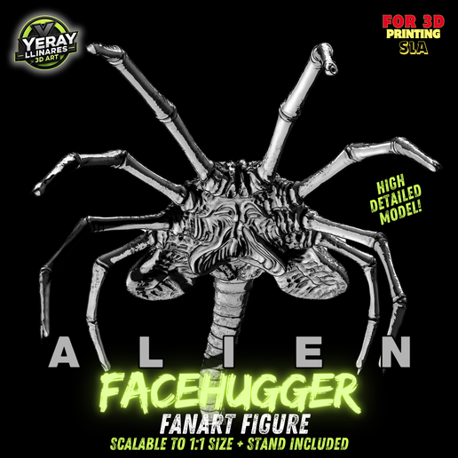 👽 Realistic Replica Alien FaceHugger・ STL File for 3D printing・Cults