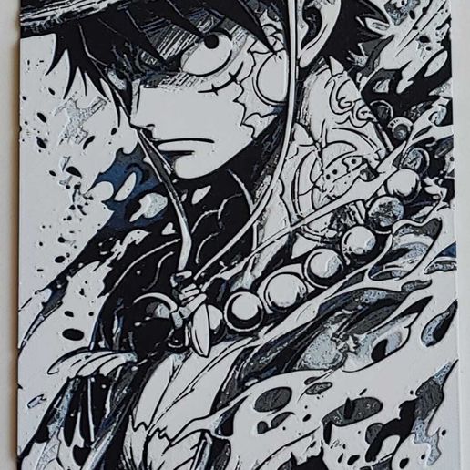 👾 "Luffy in Black and White - Power and Determination one piece".・ 3MF ...