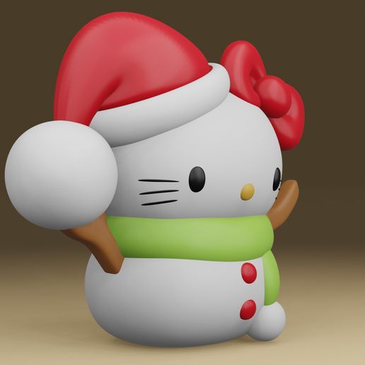 🎄 Christmas Hello kitty snow man・ STL File for 3D printing・Cults
