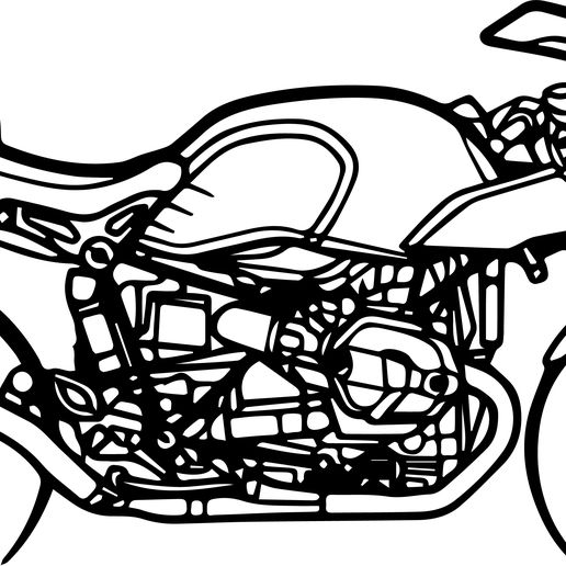 🖼️ Wall painting 2D cafe racer motorcycle silhouette・ STL File for 3D ...