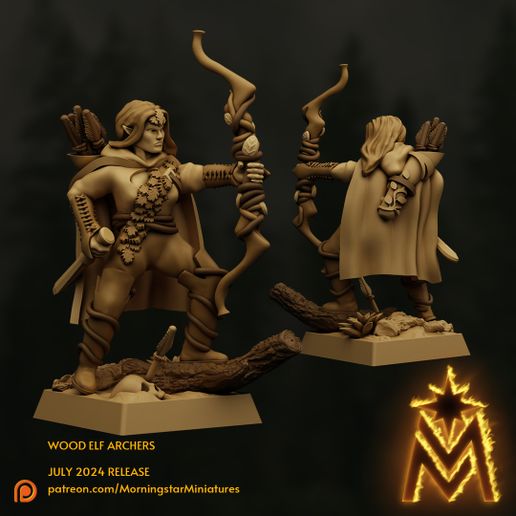 🪵 Wood Elf Archers | 32mm Scale Presupported Miniatures・ 3D File for 3D ...
