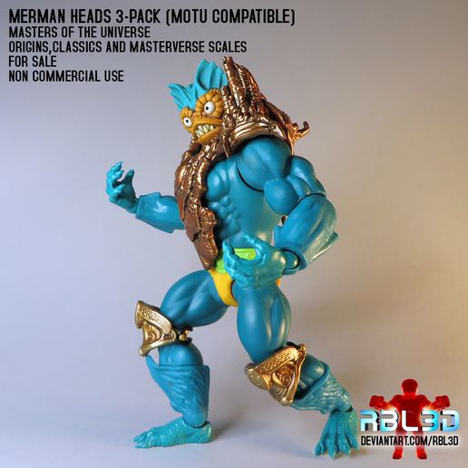 🧜‍♂️ Merman heads 3-pack (Motu compatible)・ OBJ File for 3D printing・Cults