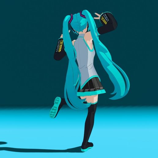 🎨 Hatsune Miku low poly・Archivo STL para Impresión 3D・Cults