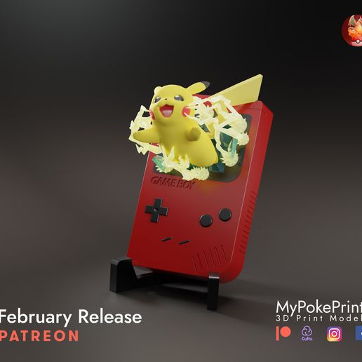👦 Game boy Pikachu・ 3D File for ・Cults