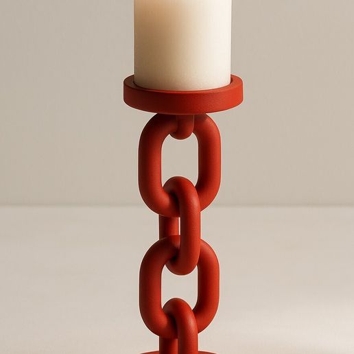 🔗 Crimson Chain Link Candle Holder・ STL File for 3D printing・Cults