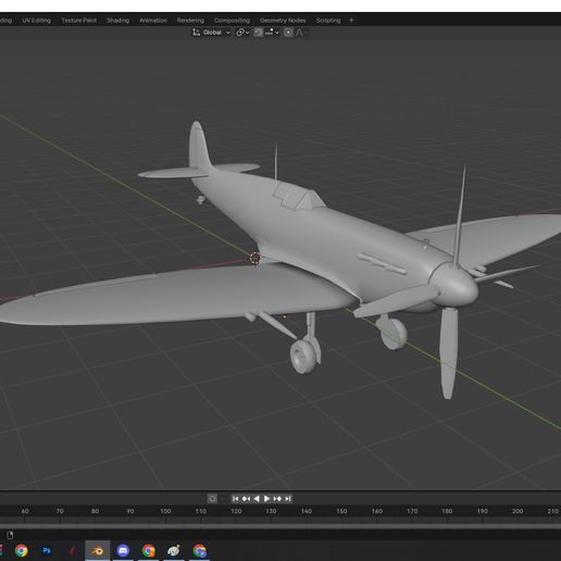 🛩️ Spitfire Fighter Plane 3D Model – World War II Aircraft・ OBJ File for 3D printing・Cults