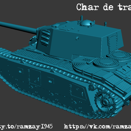 STL file ARL 44 French postwar heavy tank 1:100 🪖 ・3D printing template ...