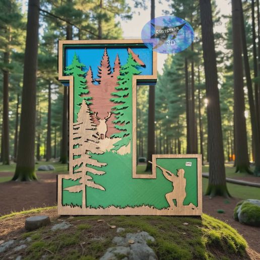 🎣 Letter L Hunting Fishing Layered SVG, Laser Cut File・ 3D File for CNC ...