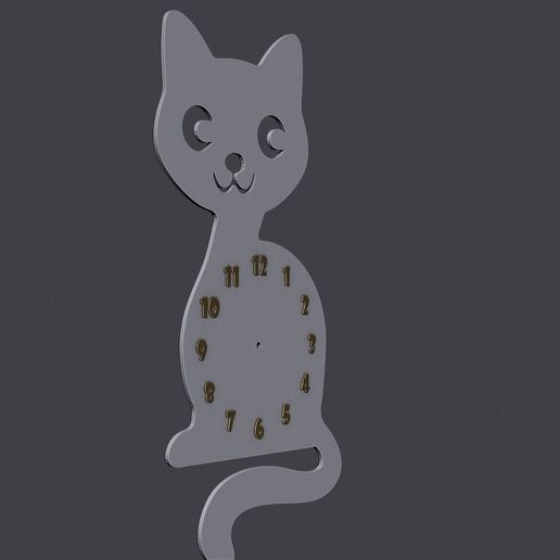 🐱 Cute cat wall clock 3D model・ STL File for 3D printing and CNC ...