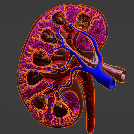 3D Model of Human Kidney cross section・ STL File for 3D printing・Cults