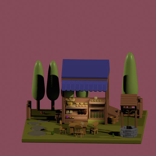 🍞 Market Stall Diorama・Free STL File for 3D printing・Cults