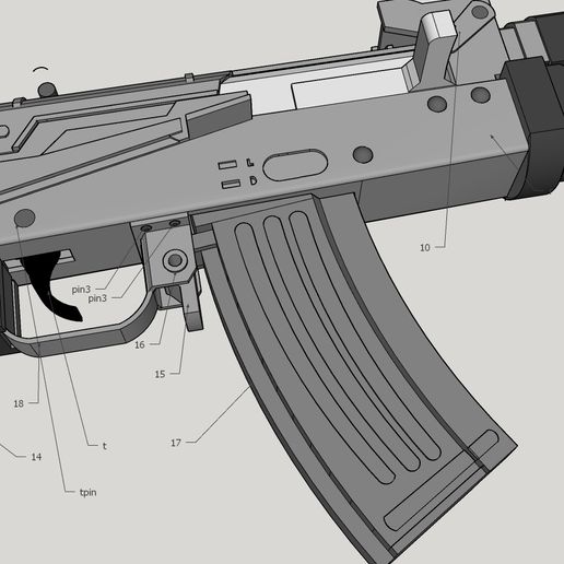 🔫 QBZ-56C / Type-56C/akm prop・ STL File for ・Cults