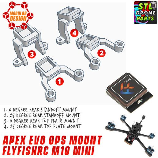 🛸 IMPULSERC APEX EVO 5,6,7 GPS MOUNT FlyfishRC M10 Mini・Бесплатный STL ...