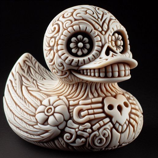 💀 Skeletal Sugar Skull Duck・ OBJ File for 3D printing・Cults
